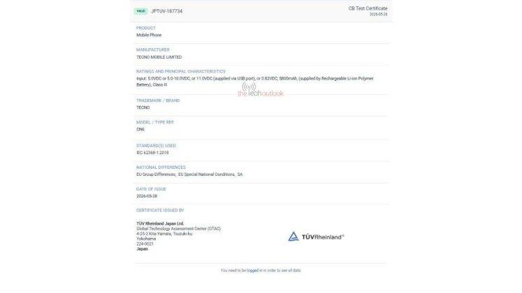 5800mAh ব্যাটারি এবং Dimensity 7100 চিপ সহ লিক হল Tecno Camon Slim 5G ...