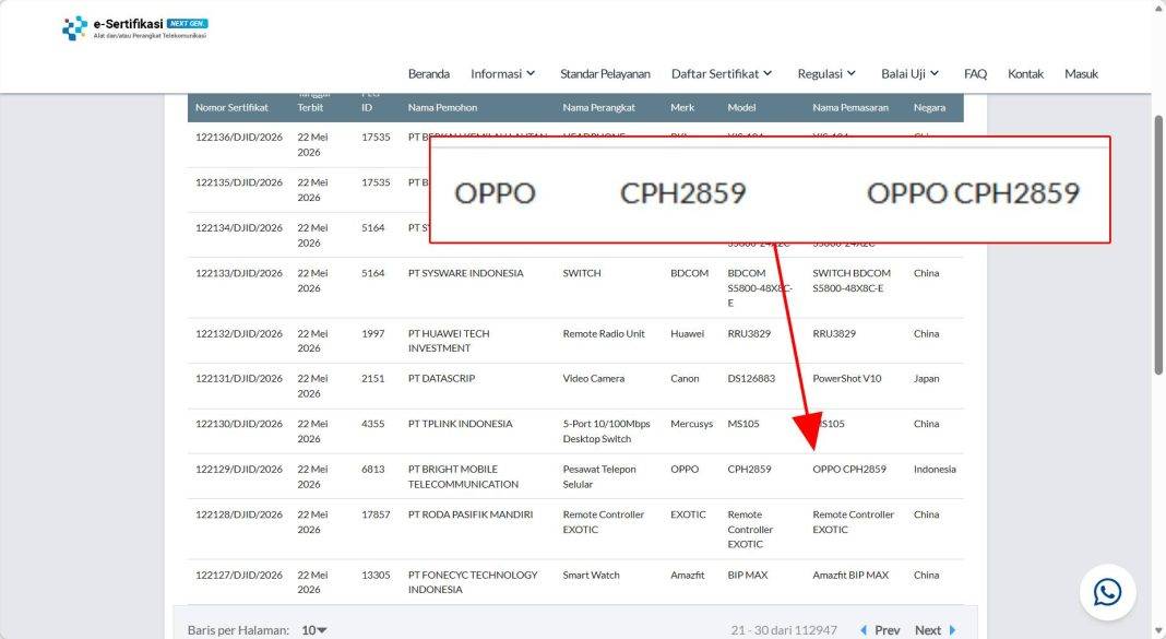 Oppo Reno 16F 5G Muncul di Postel Komdigi, Pertanda Siap Rilis di ...