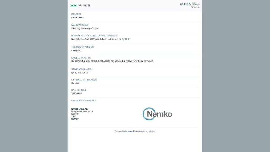 Samsung Galaxy A07 5G का ग्लोबल सपोर्ट पेज लाइव, M07 5G और F07 5G को मिला Nemko सर्टिफिकेशन