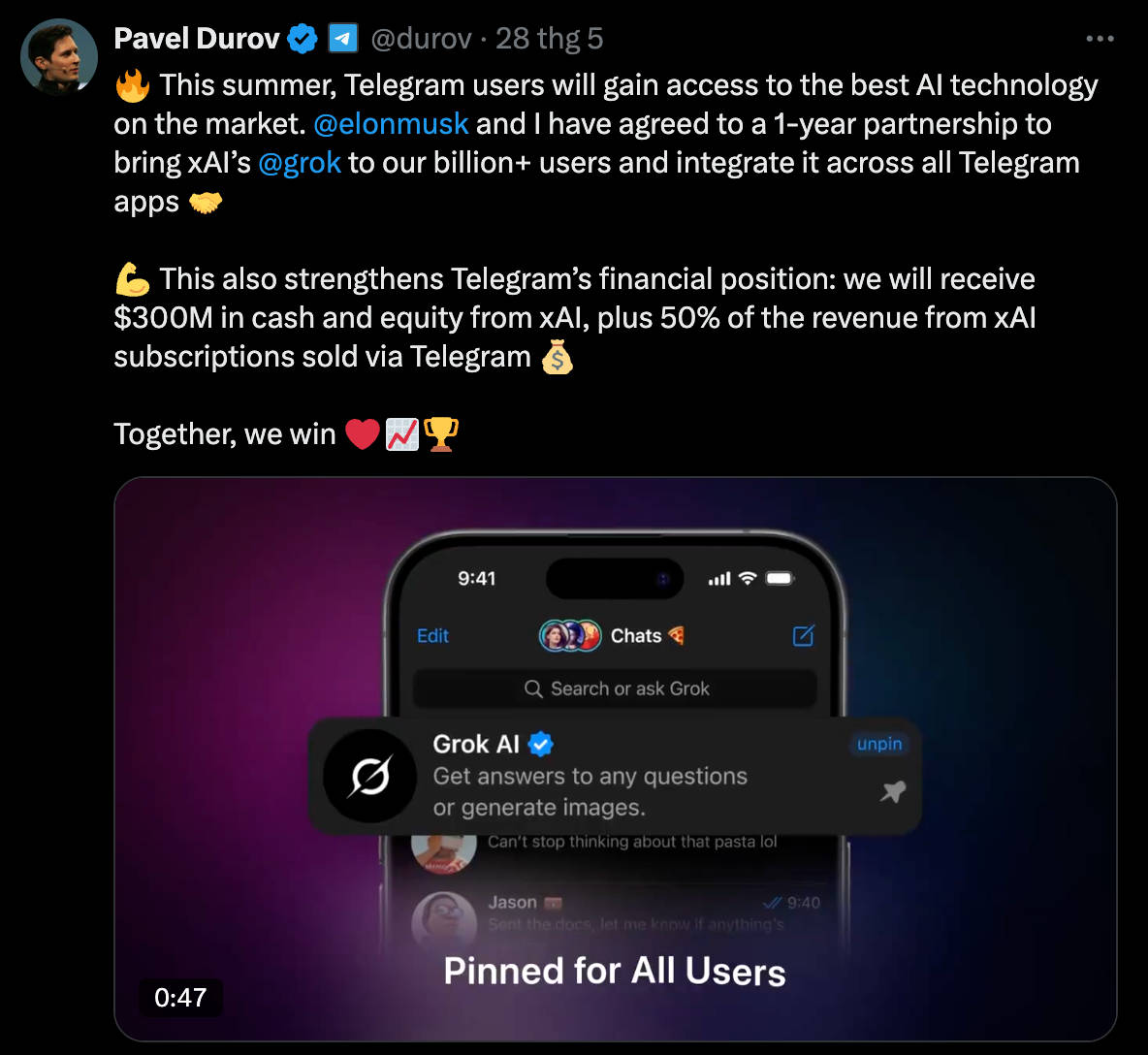 Grok x Telegram – Cú chạm đến hàng tỷ người dùng