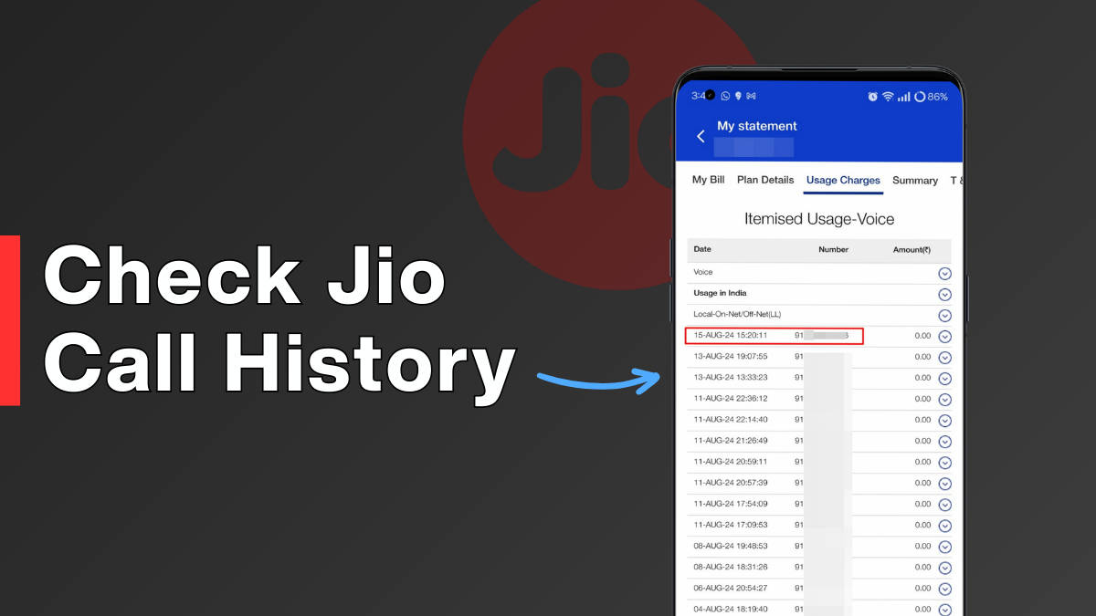 Jio call history | 91mobiles.com