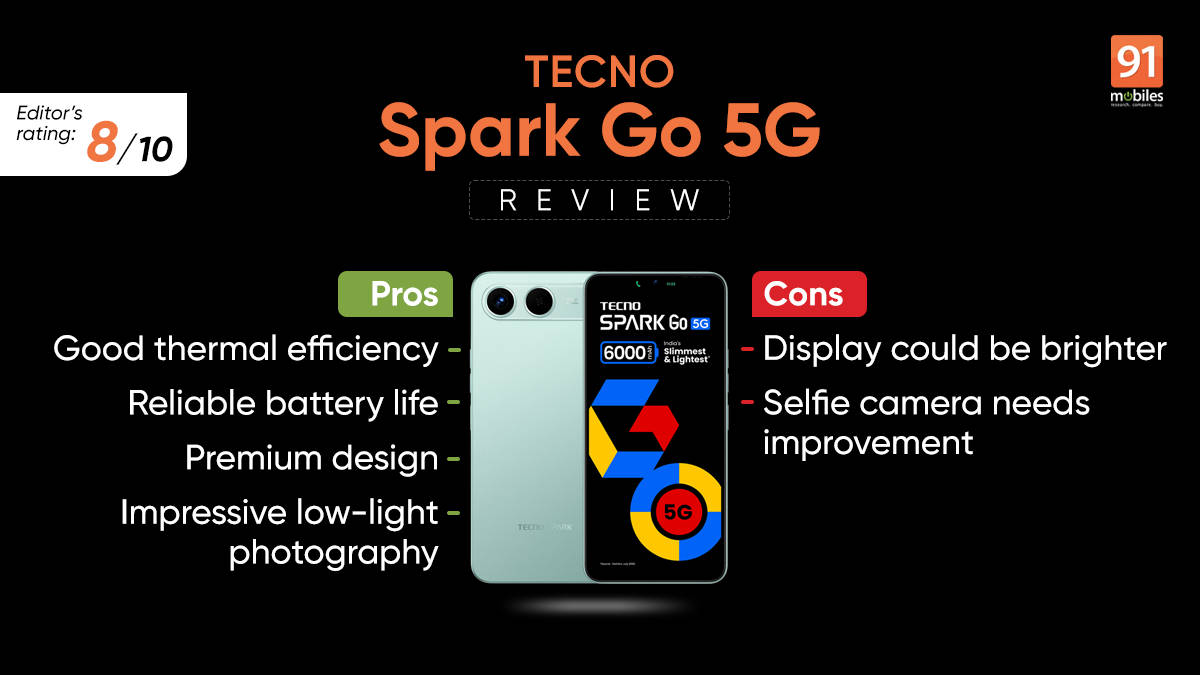Tecno Spark Go 5G Review - Pros and cons, Verdict | 91Mobiles