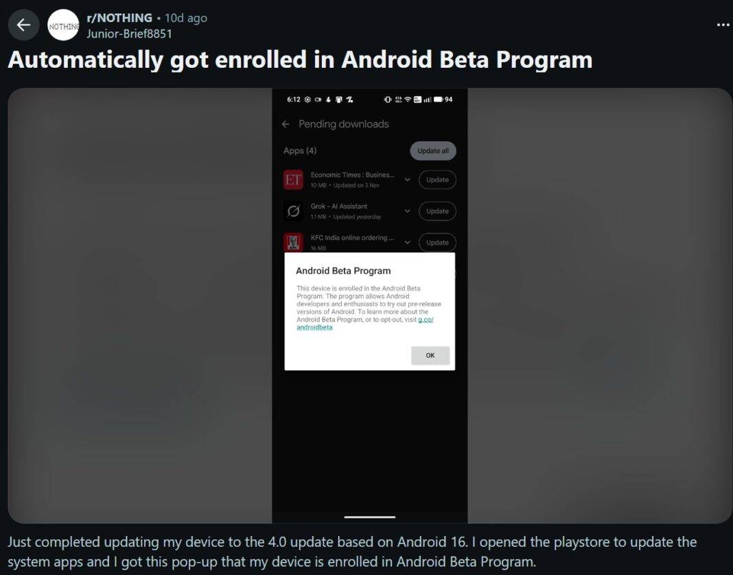 Nothing pauses Nothing OS 4 update rollout for certain eligible models: here's why