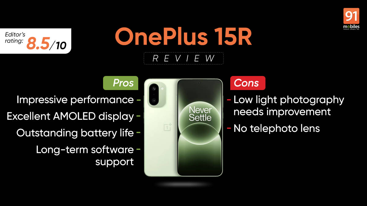 OnePlus 15R Review - Pros and cons, Verdict | 91Mobiles