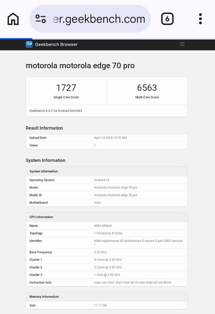 Motorola Edge 70 Pro Geekbench listing spotted, reveals chipset details ...