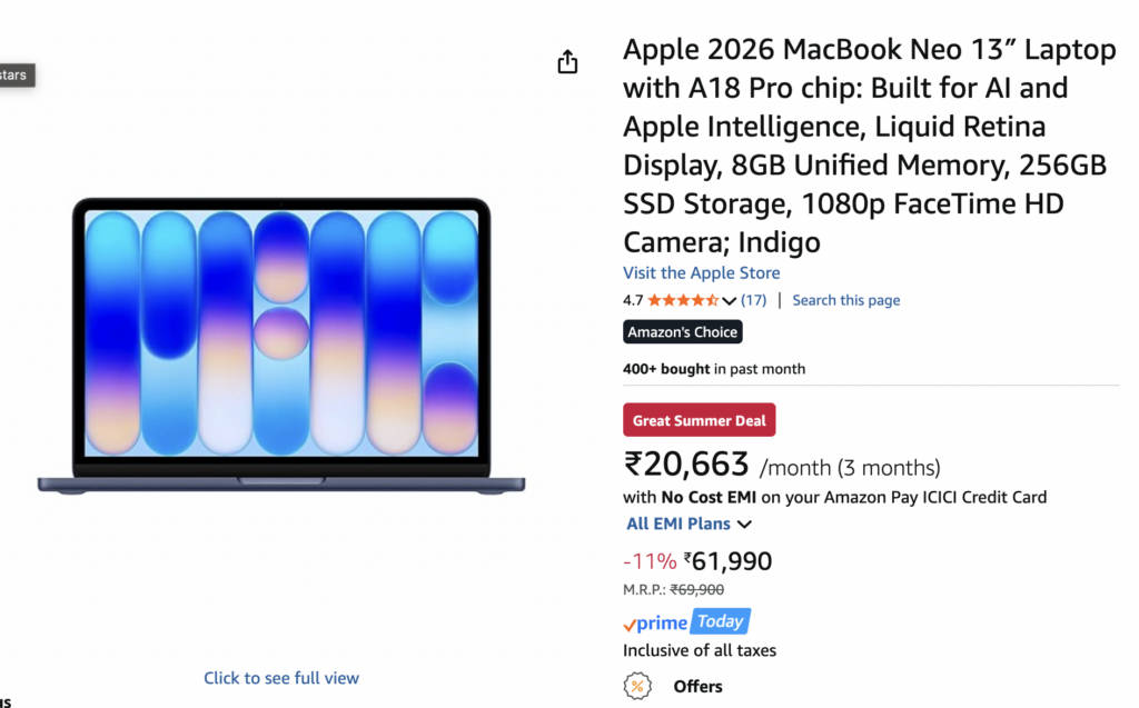 MacBook Neo now available at its lowest price yet in Amazon Great ...