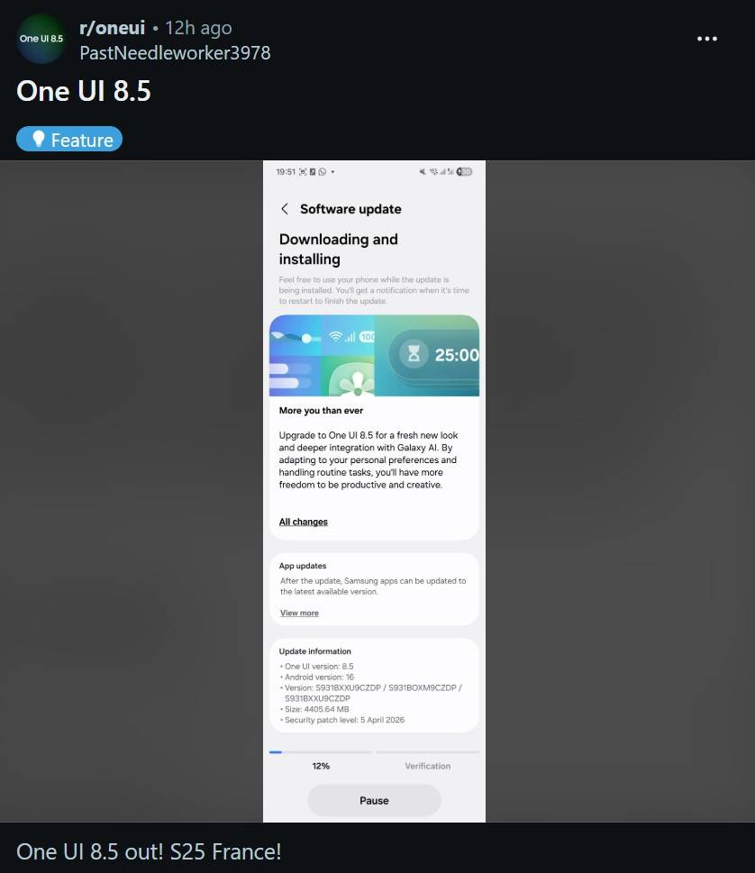 Stable One UI 8.5 update starts rolling out to Samsung Galaxy S25 ...